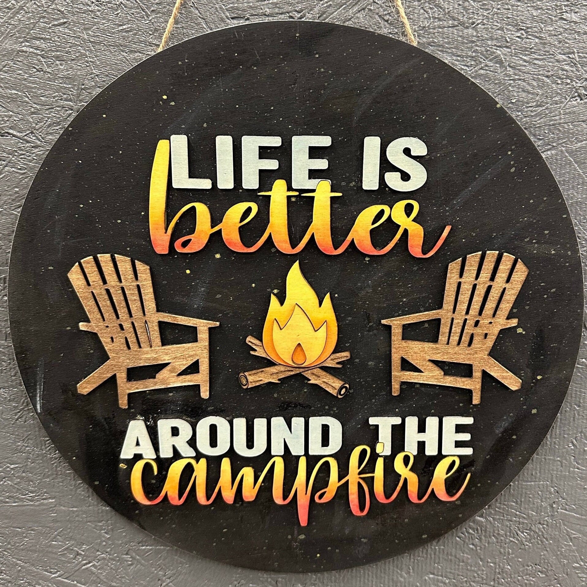 Campfire Sign | Campfire Door Hanger | Life Around Campfire Sign | Camp ...