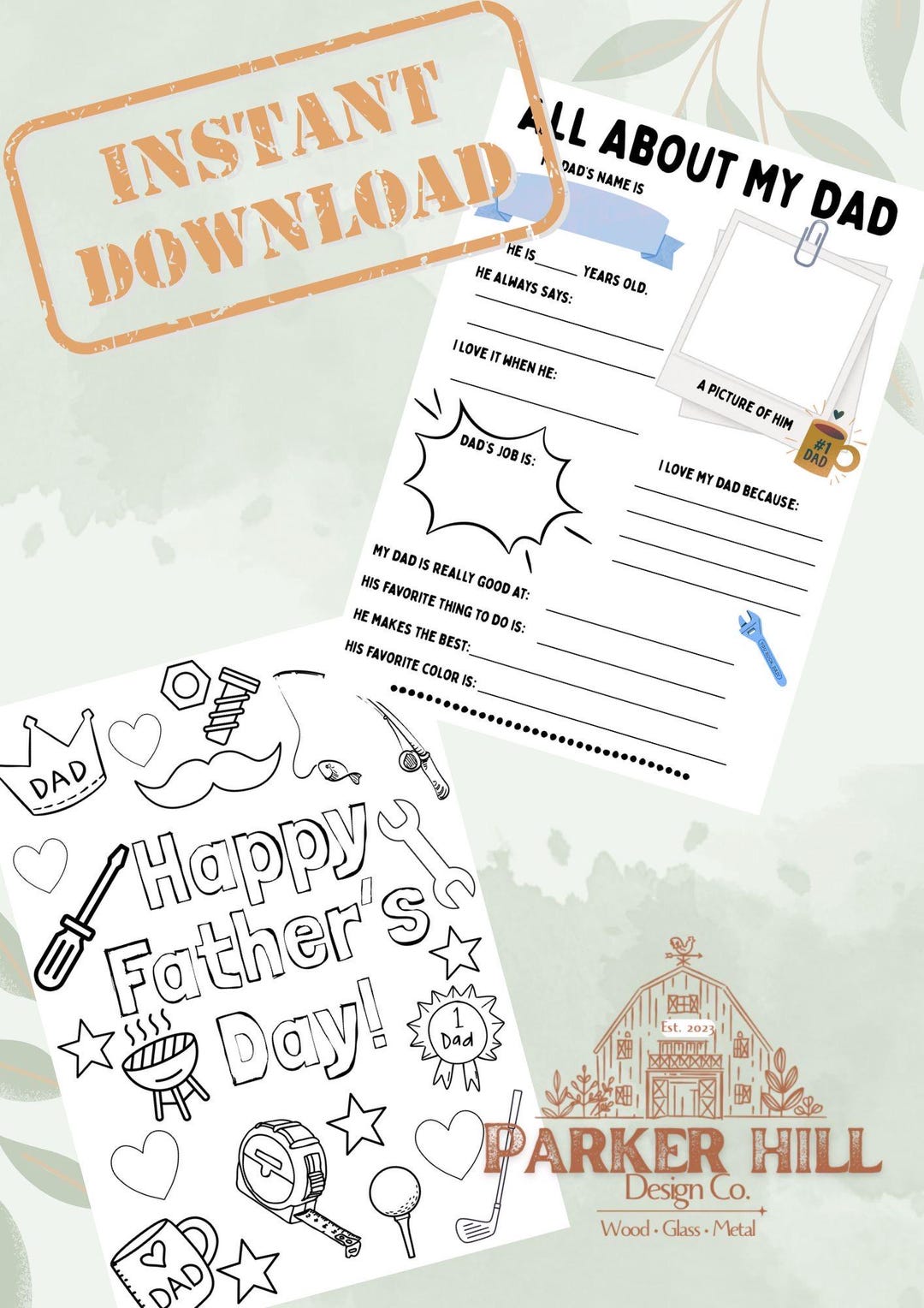 Father’s Day Printable | All About My Dad Worksheet + Coloring Page ...