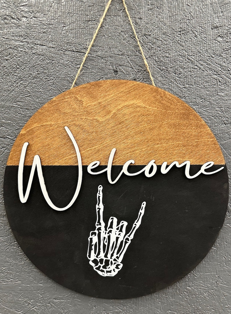 Skeleton Welcome Sign | Skeleton Sign | Front Door Skeleton Sign ...