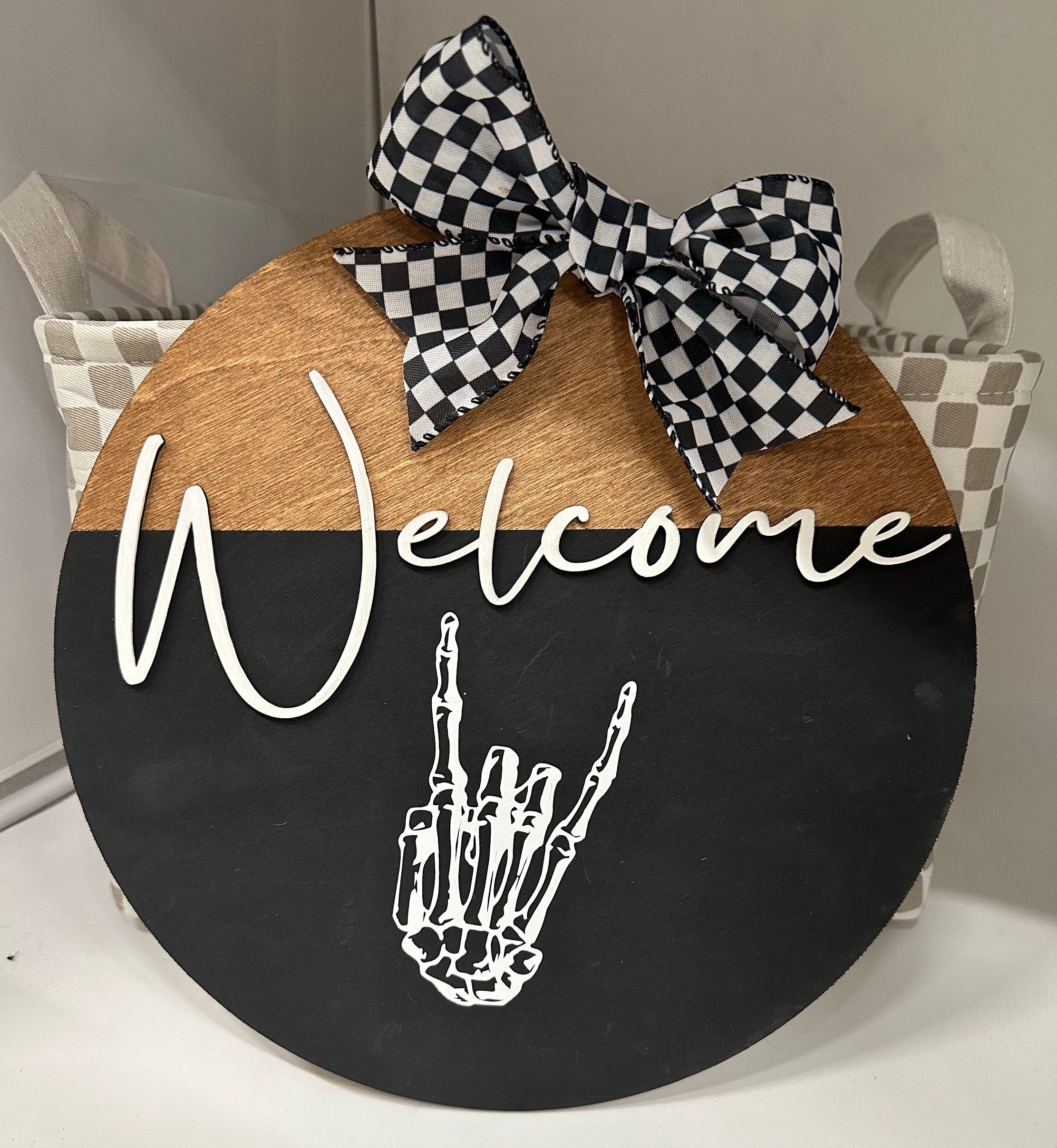 Skeleton Welcome Sign | Skeleton Sign | Front Door Skeleton Sign ...