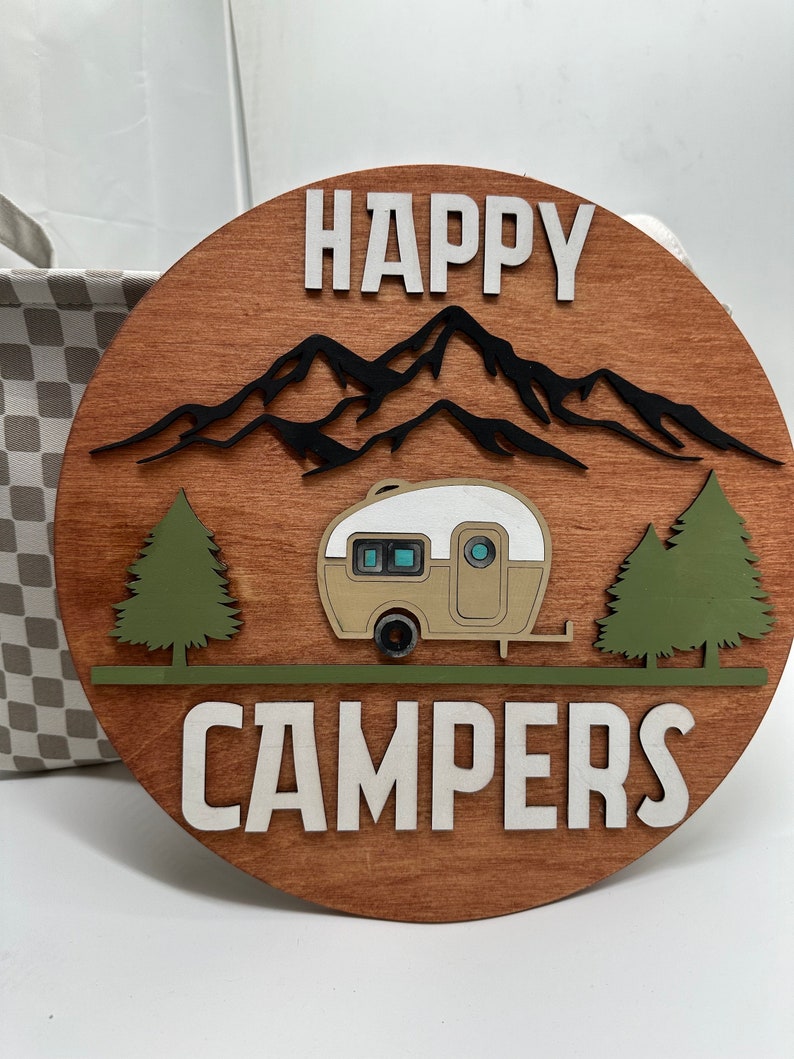 Happy Camper Sign | Camper Door Hanger | Camp Sign | Camper Sign ...