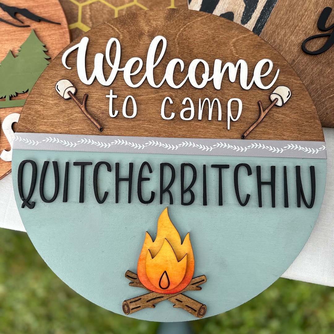 Camp Quitcherbitchin Sign: 12" Baltic Birch Wood Camping Decor - Etsy