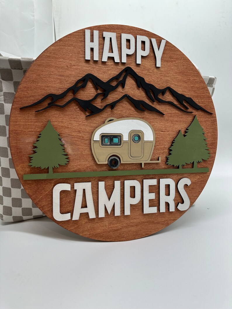 Happy Camper Sign | Camper Door Hanger | Camp Sign | Camper Sign ...