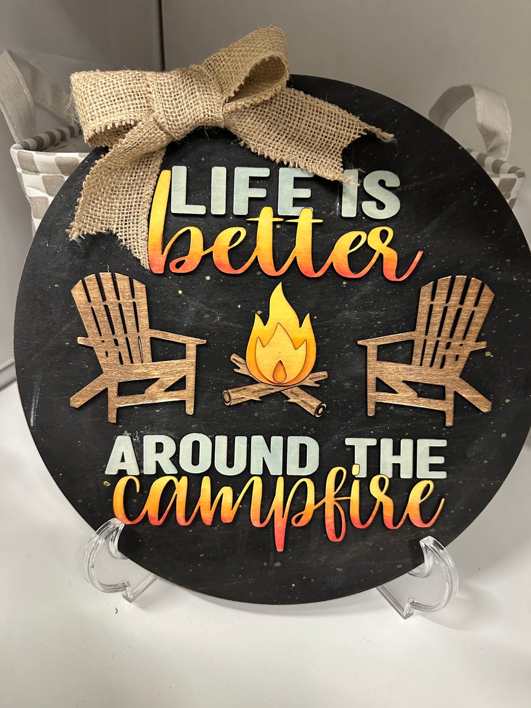 Campfire Sign Campfire Door Hanger Life Around Campfire Sign Camp Sign ...