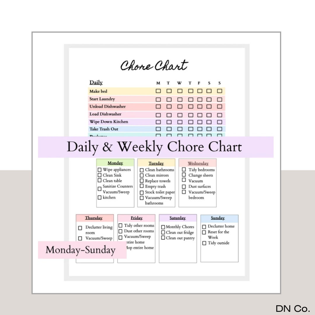 Chore Chart Daily & Weekly - Etsy
