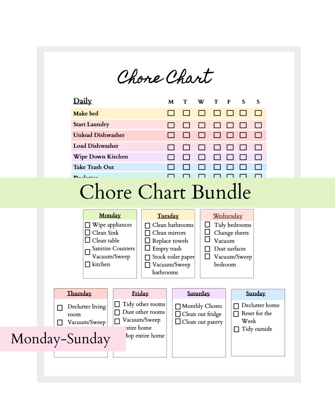 Chore Chart Bundle - Etsy