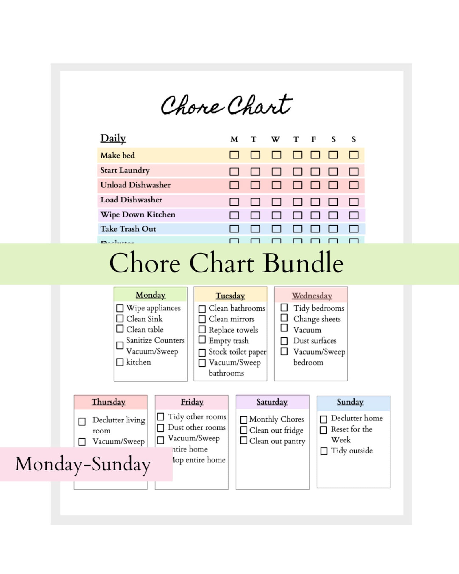 Chore Chart Bundle - Etsy