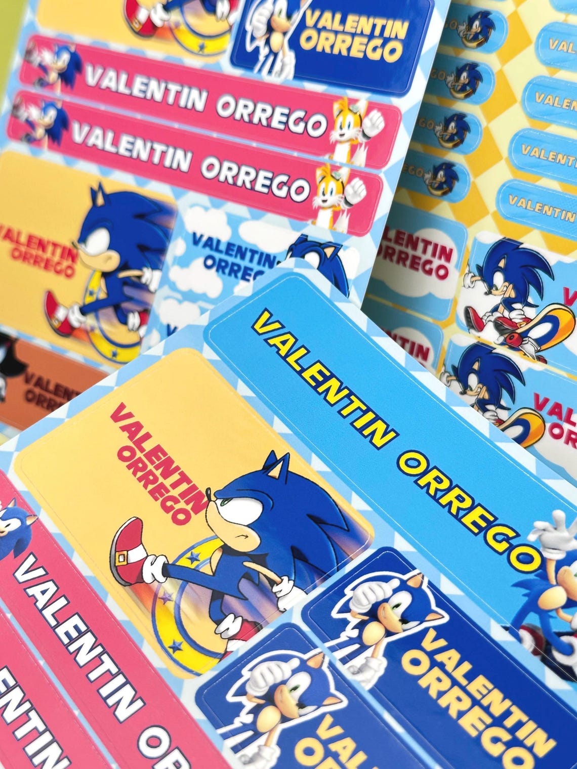 Sonic Personalized Name Stickers: School Supply Labels, Water-resistant ...
