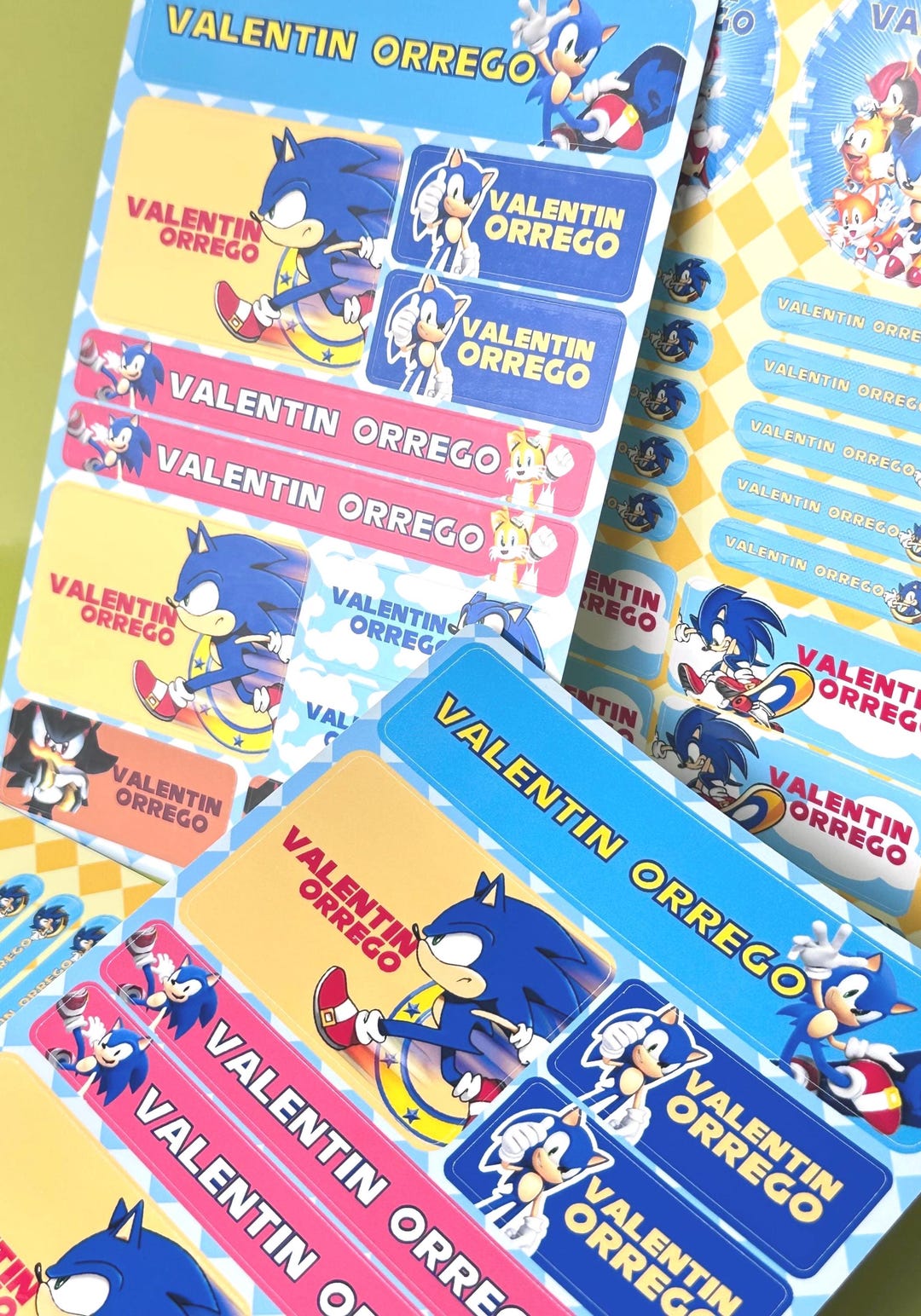 Sonic Personalized Name Stickers: School Supply Labels, Water-resistant ...
