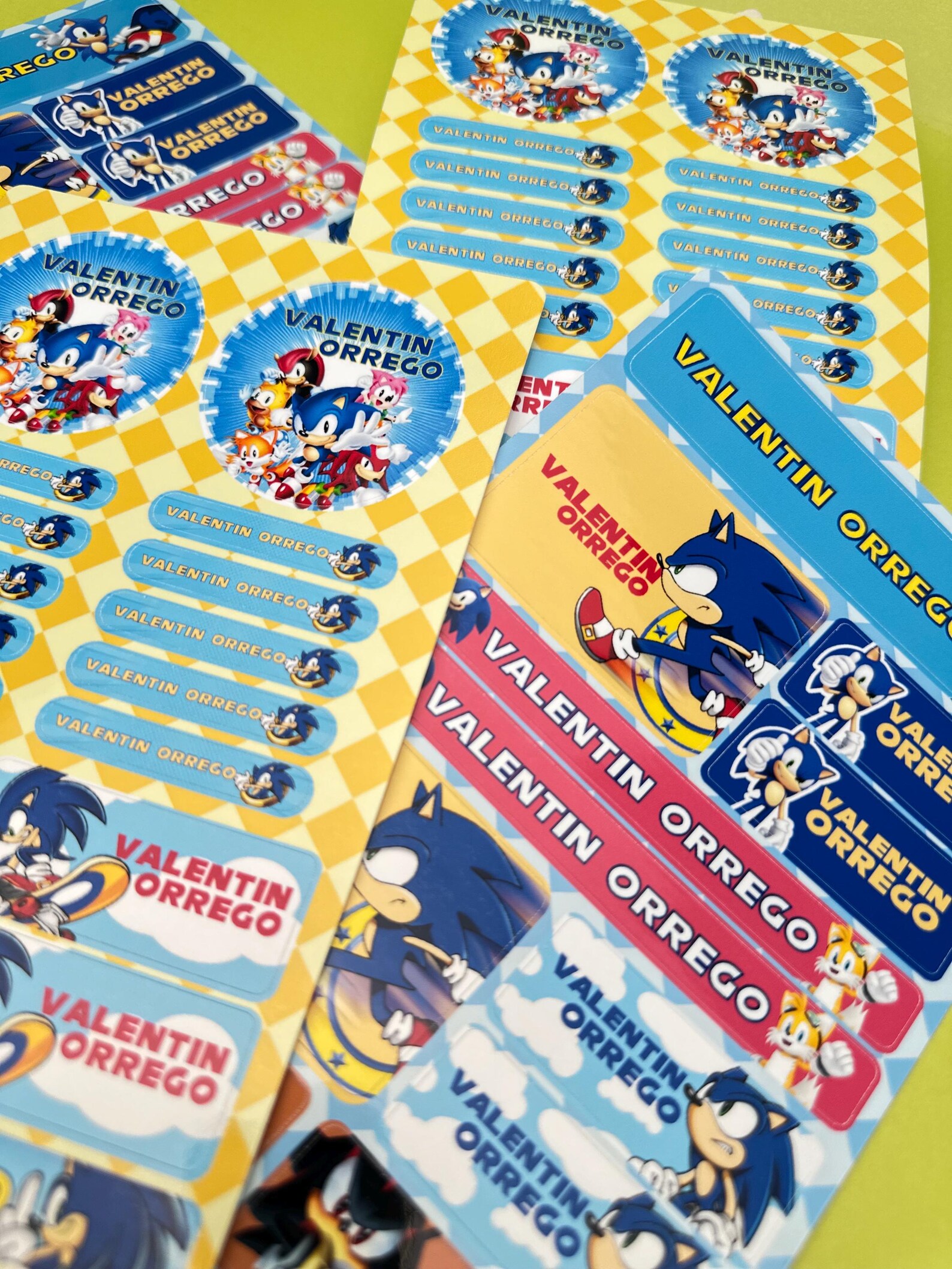 Sonic Personalized Name Stickers: School Supply Labels, Water-resistant ...