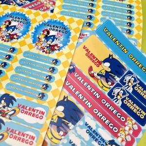 Sonic Personalized Name Stickers: School Supply Labels, Water-resistant ...