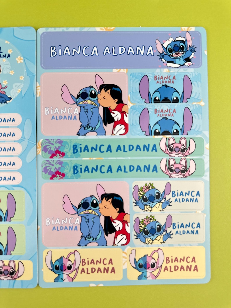 Personalized Lilo & Stitch School Stickers: 56 Custom Name Labels ...