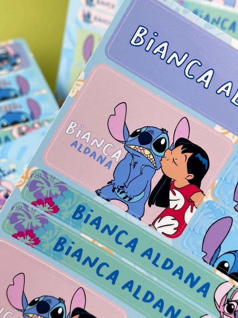 Personalized Lilo & Stitch School Stickers: 56 Custom Name Labels ...