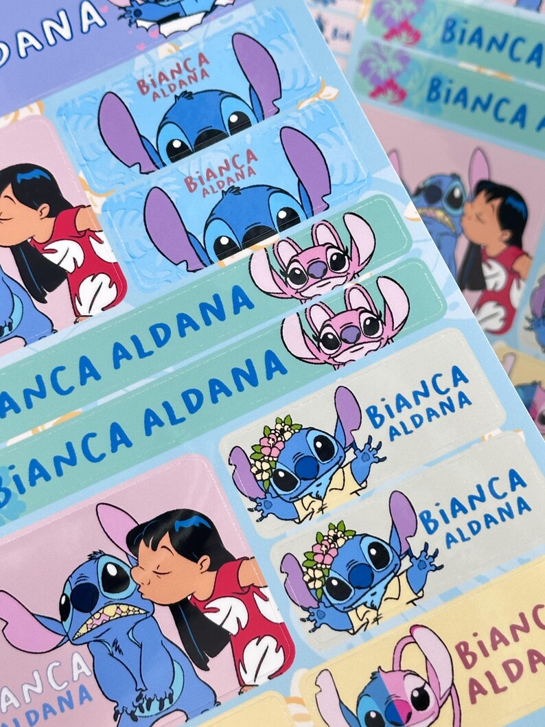 Personalized Lilo & Stitch School Stickers: 56 Custom Name Labels ...