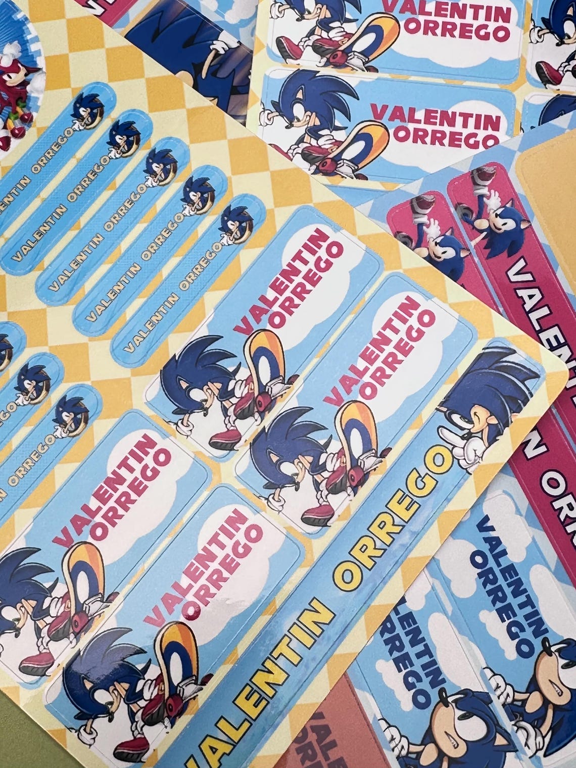 Sonic Personalized Name Stickers: School Supply Labels, Water-resistant ...