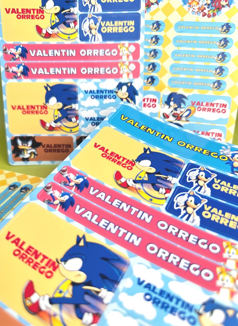 Sonic Personalized Name Stickers: School Supply Labels, Water-resistant ...