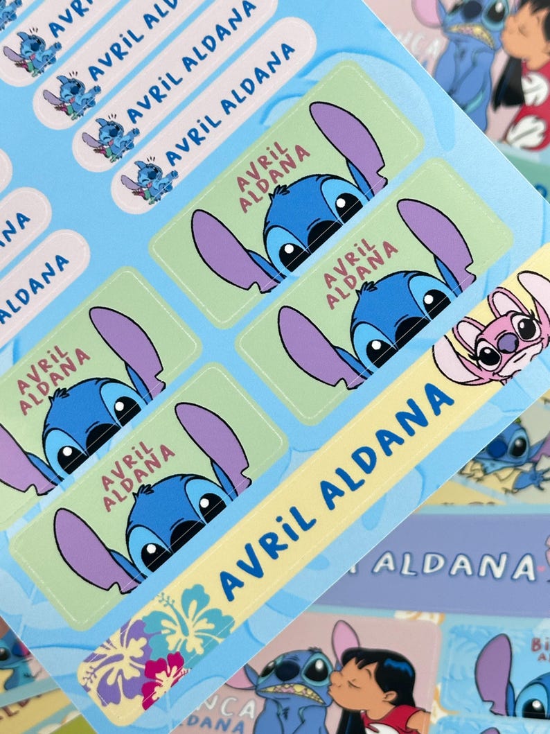 Personalized Lilo & Stitch School Stickers: 56 Custom Name Labels ...
