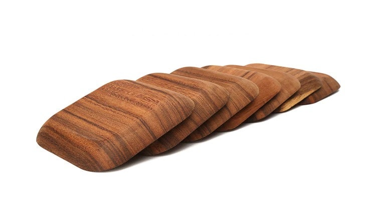 2pcs Premium Square Wooden Plate Set Dessert Serving Tray Acacia Wood ...