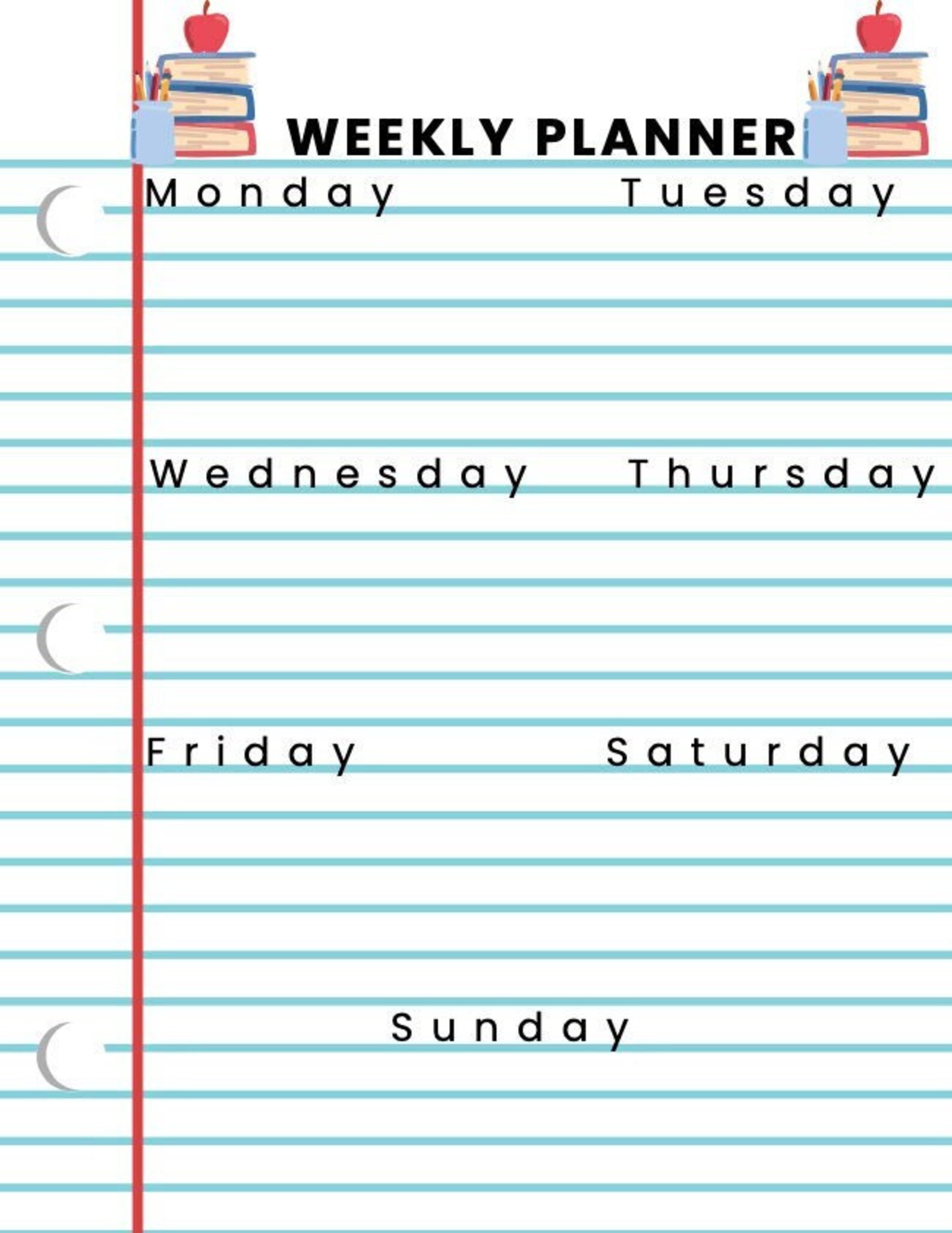 School Weekly Planner - Etsy