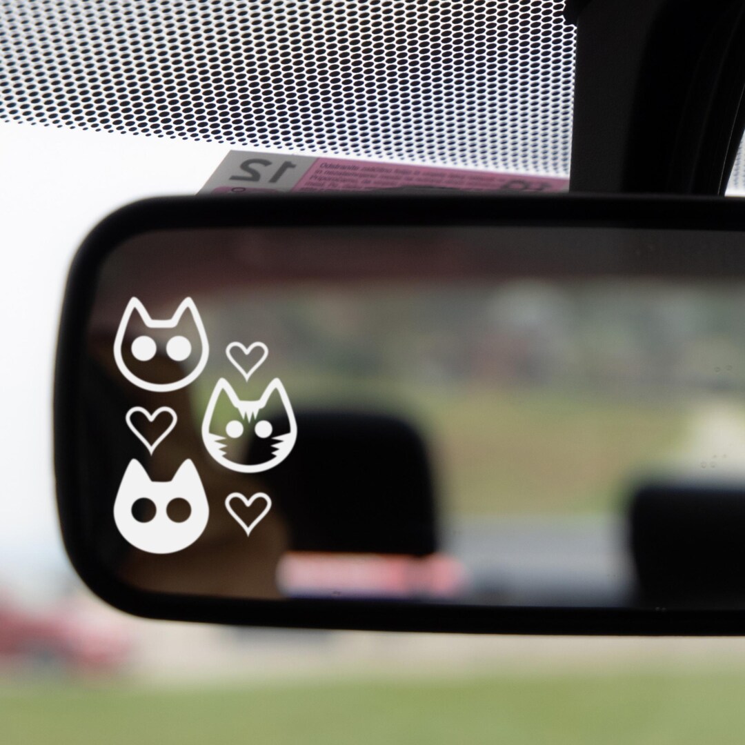Cat Rearview Mirror Decals, Cute Car Stickers, Decorative Car Accessory ...