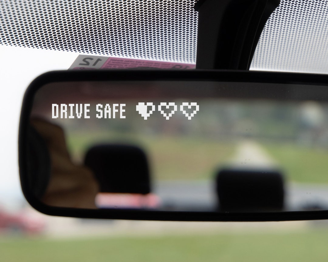 Drive Safe With Pixelated Hearts, Rearview Mirror, Side Mirror Decal ...