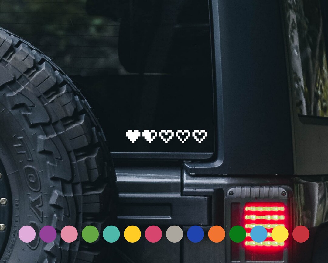 Pixelated Heart, Car Decal, Retro Style, Transferable Vinyl Car Sticker ...
