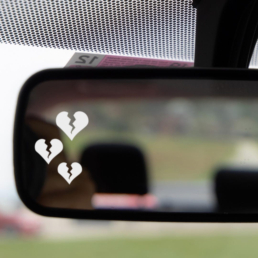 Broken Heart Rearview Mirror Decals, Car Stickers, Decorative Car ...