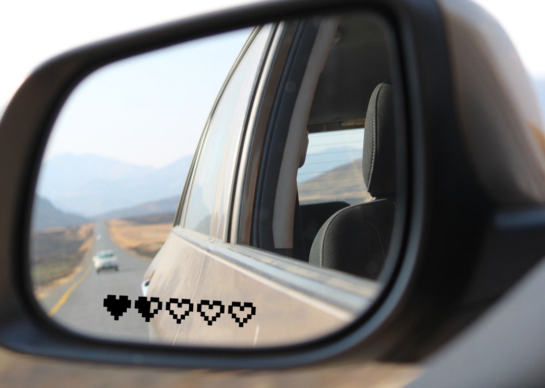 Pixelated Heart Side Mirror Decal, Wing Mirror Decal, Rearview Mirror ...