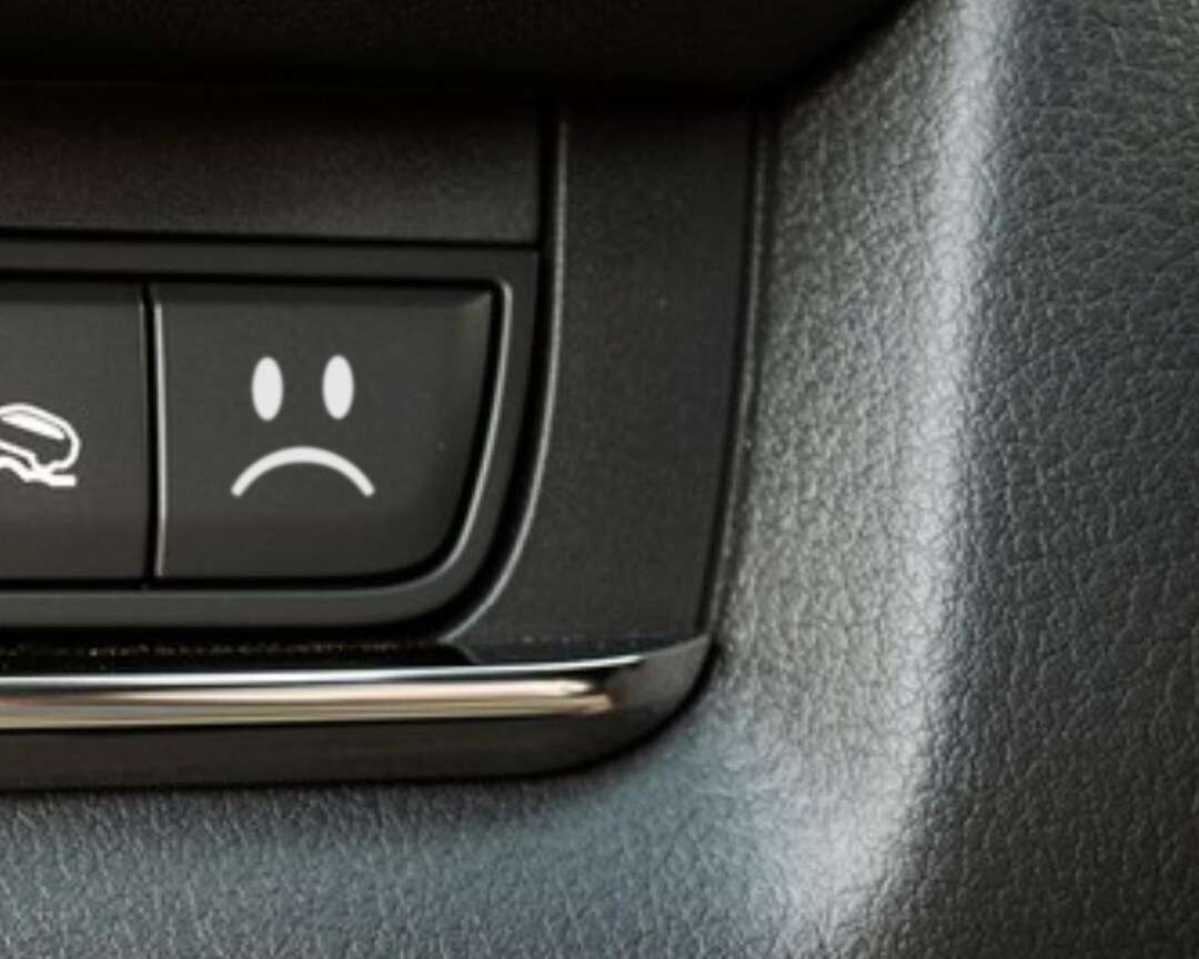 Sad Face Button Car Decal, Sticker - Etsy