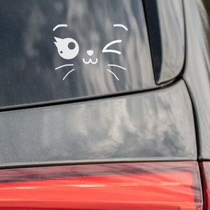 Cute Winking Kitten Car Decal, Car Sticker, Winkey Face, Side Mirror ...
