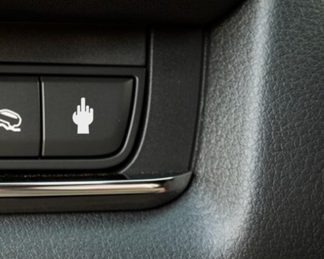 Middle Finger Car Blank Button Decal, Funny Car Sticker - Etsy