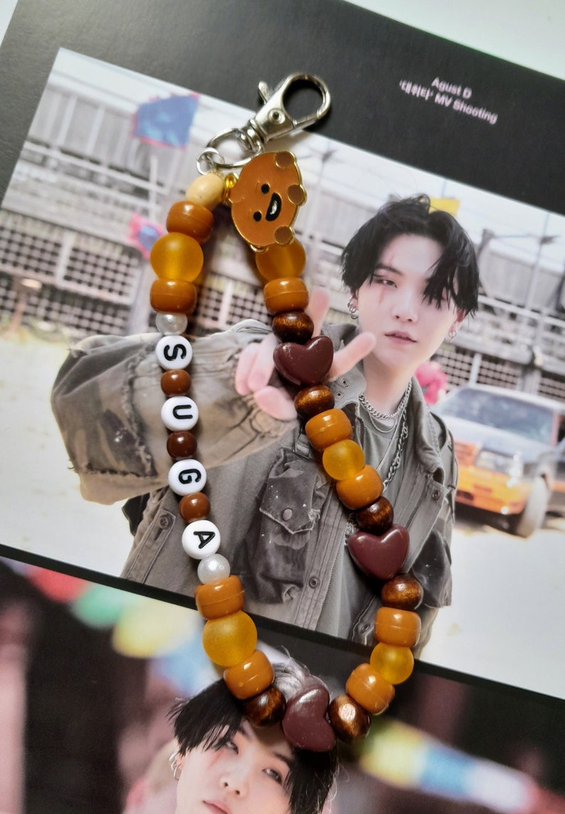 BTS Suga & Shooky Handmade Beaded Phone Charm - Etsy
