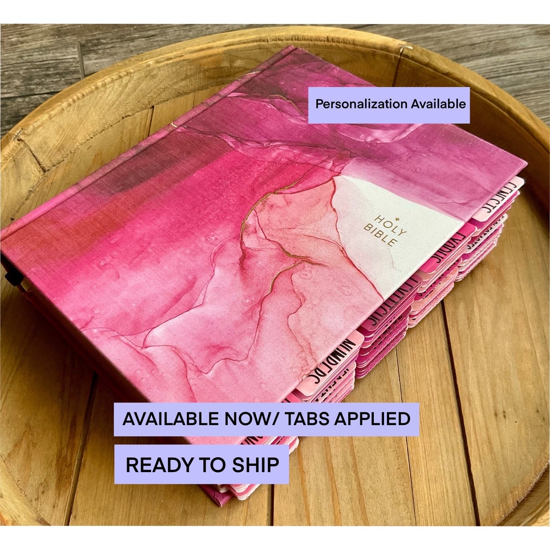 NIV Pink Journaling Bible, Tabs Applied, Name Personalization Available ...