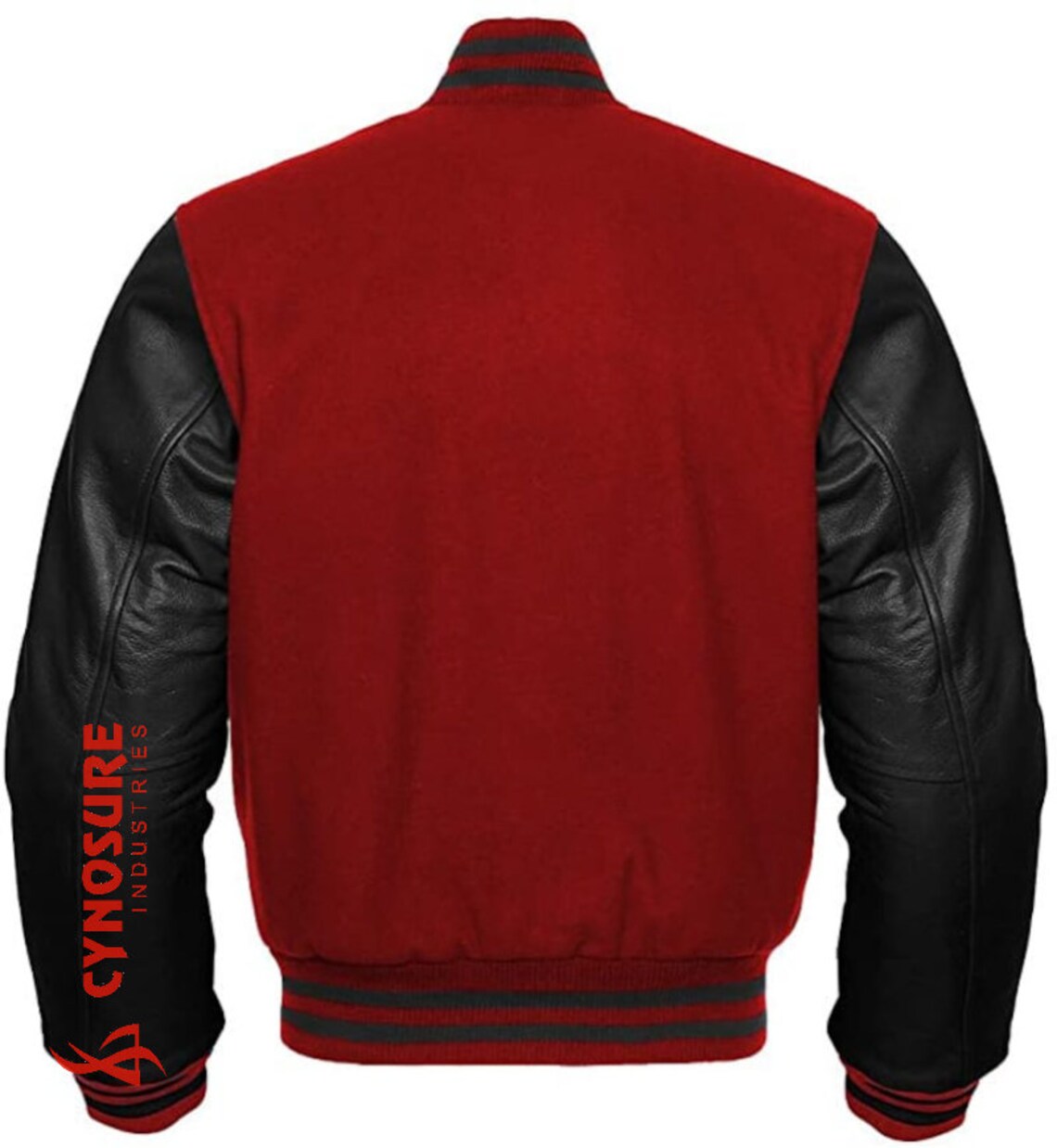 Varsity Letterman Baseball in Red Wool and Genuine Black Leather ...