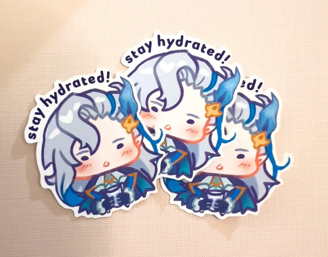 Neuvillette Sticker Stay Hydrated Reminder Genshin Impact Die-cut Water ...