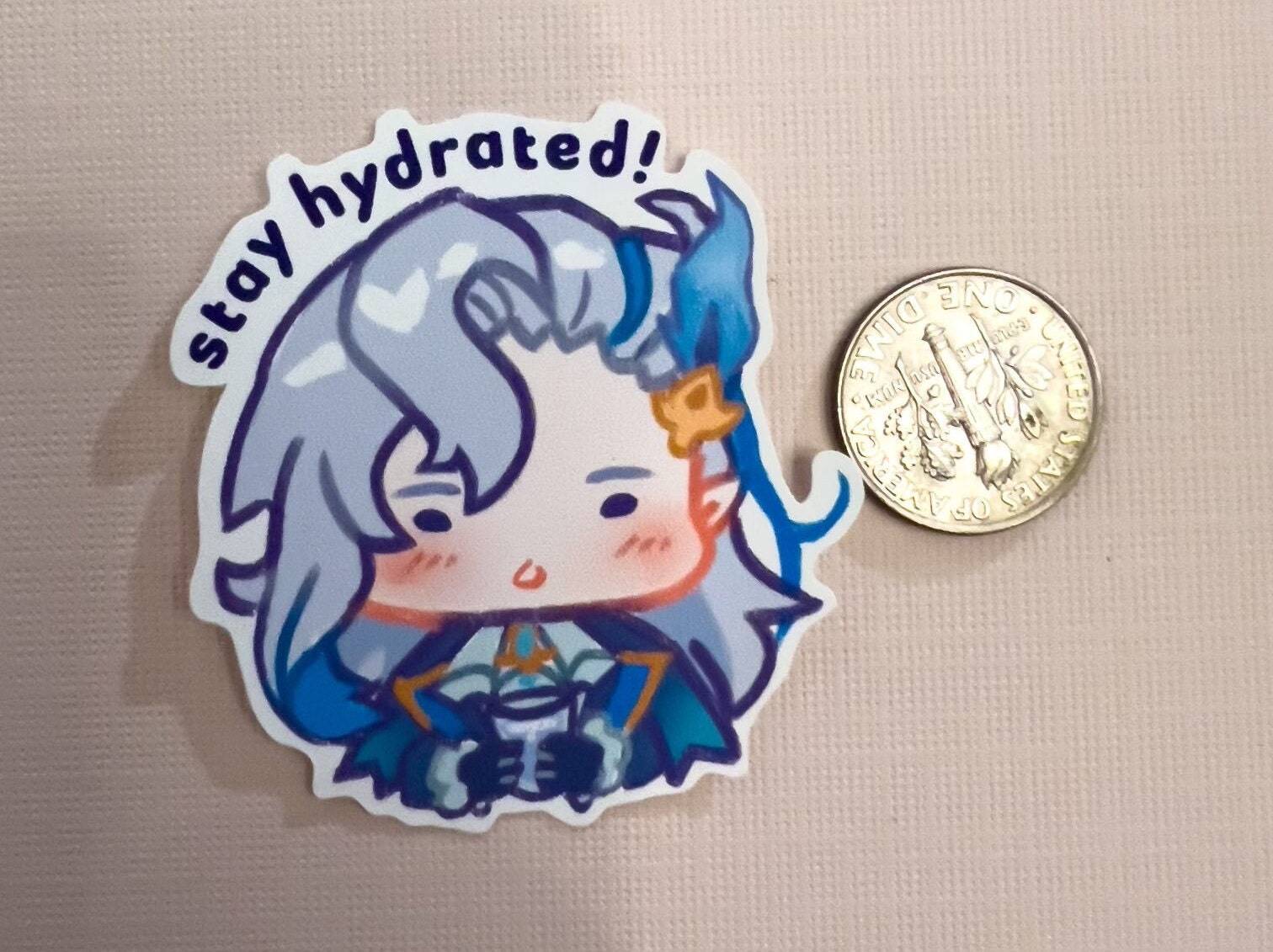 Neuvillette Sticker Stay Hydrated Reminder Genshin Impact Die-cut Water ...