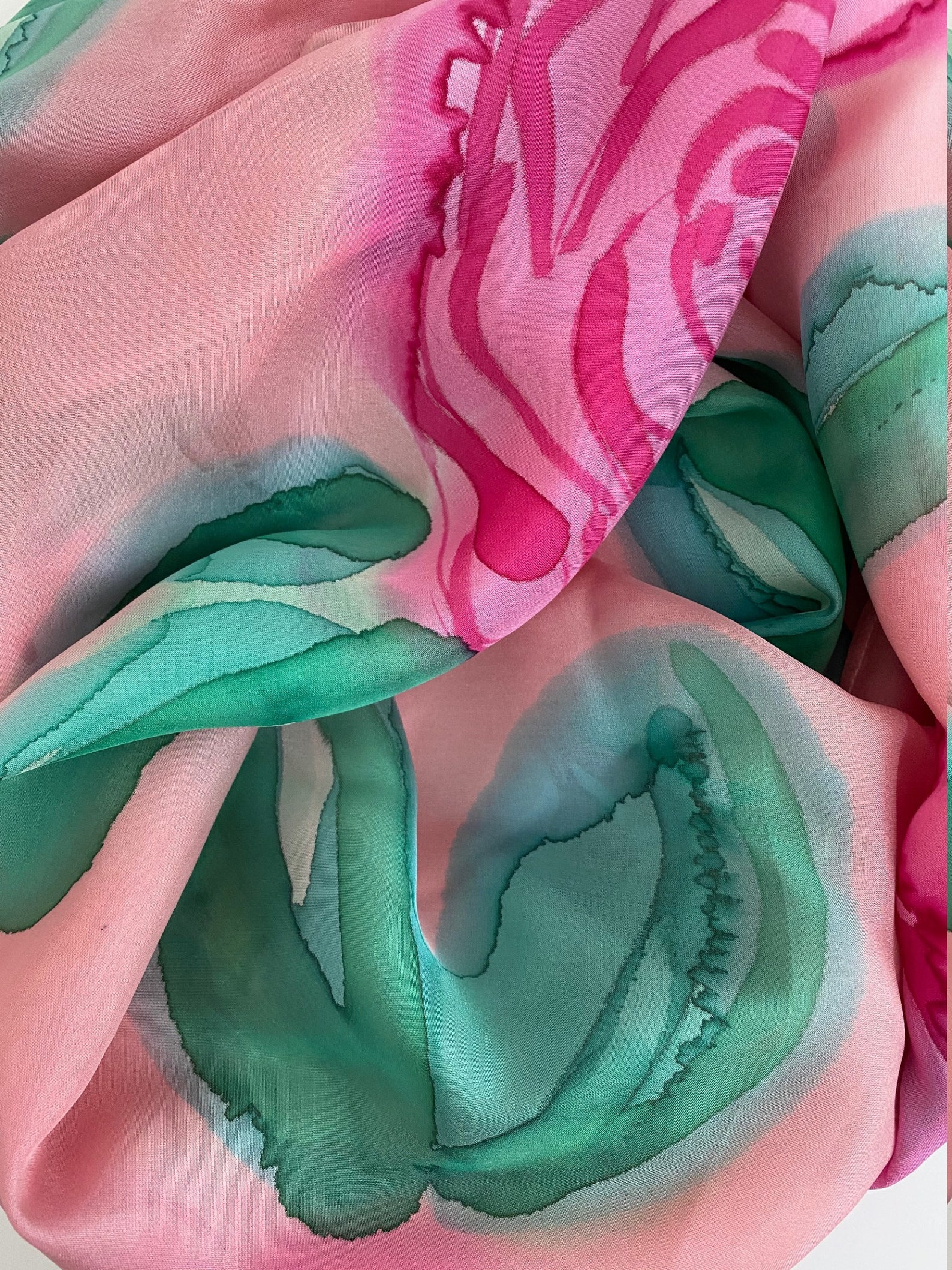 Pink Roses, Hand-painted Silk Scarf, Wearable Art, Gift for Mum, Large ...