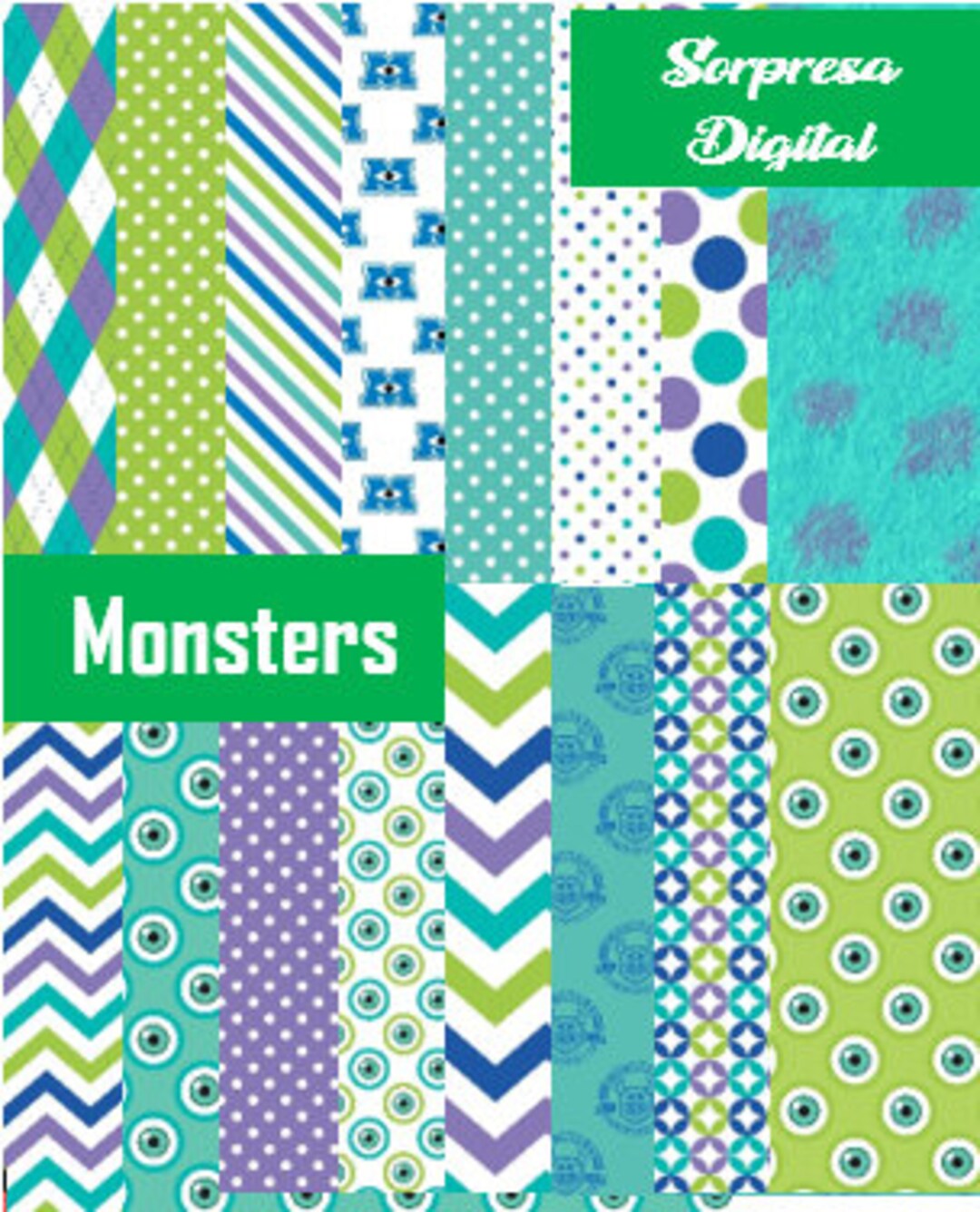 Monster Digital Paper - Etsy