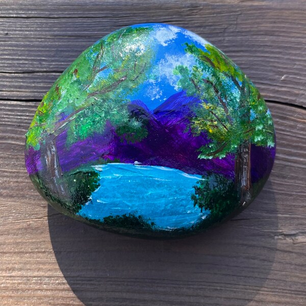 Mountain Painted Rock - Etsy