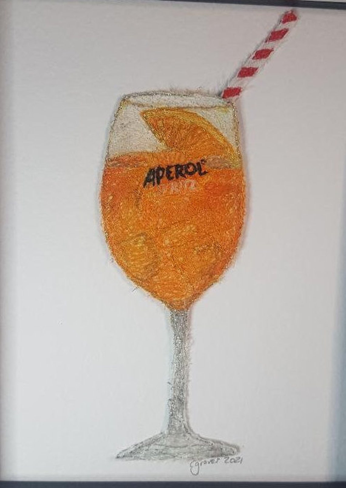 Aperol Spritz Cocktail free Motion Machine Embroidery - Etsy