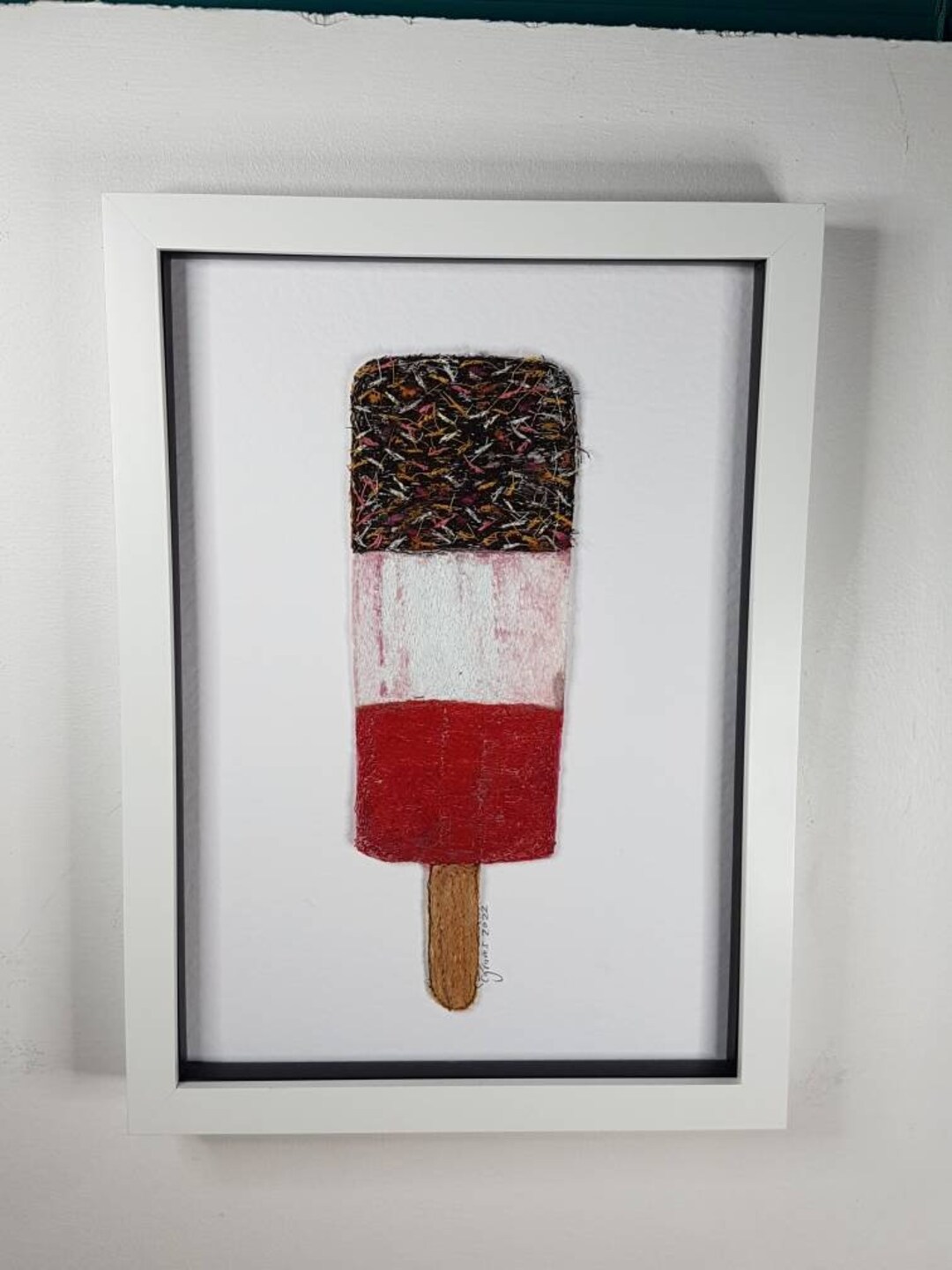 Fab Ice Cream Lolly Embroidery Free Motion- Kitchen Wall Art - Framed ...