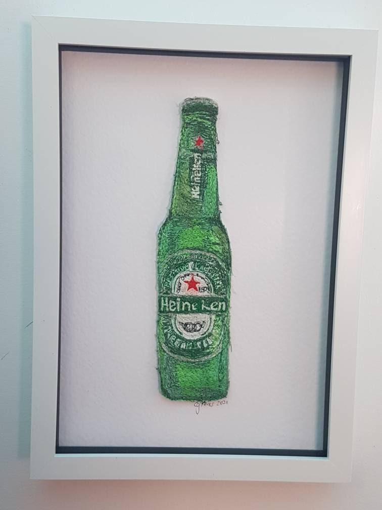 Heineken Beer Bottle Illustration Machine Embroidery Gift - Etsy