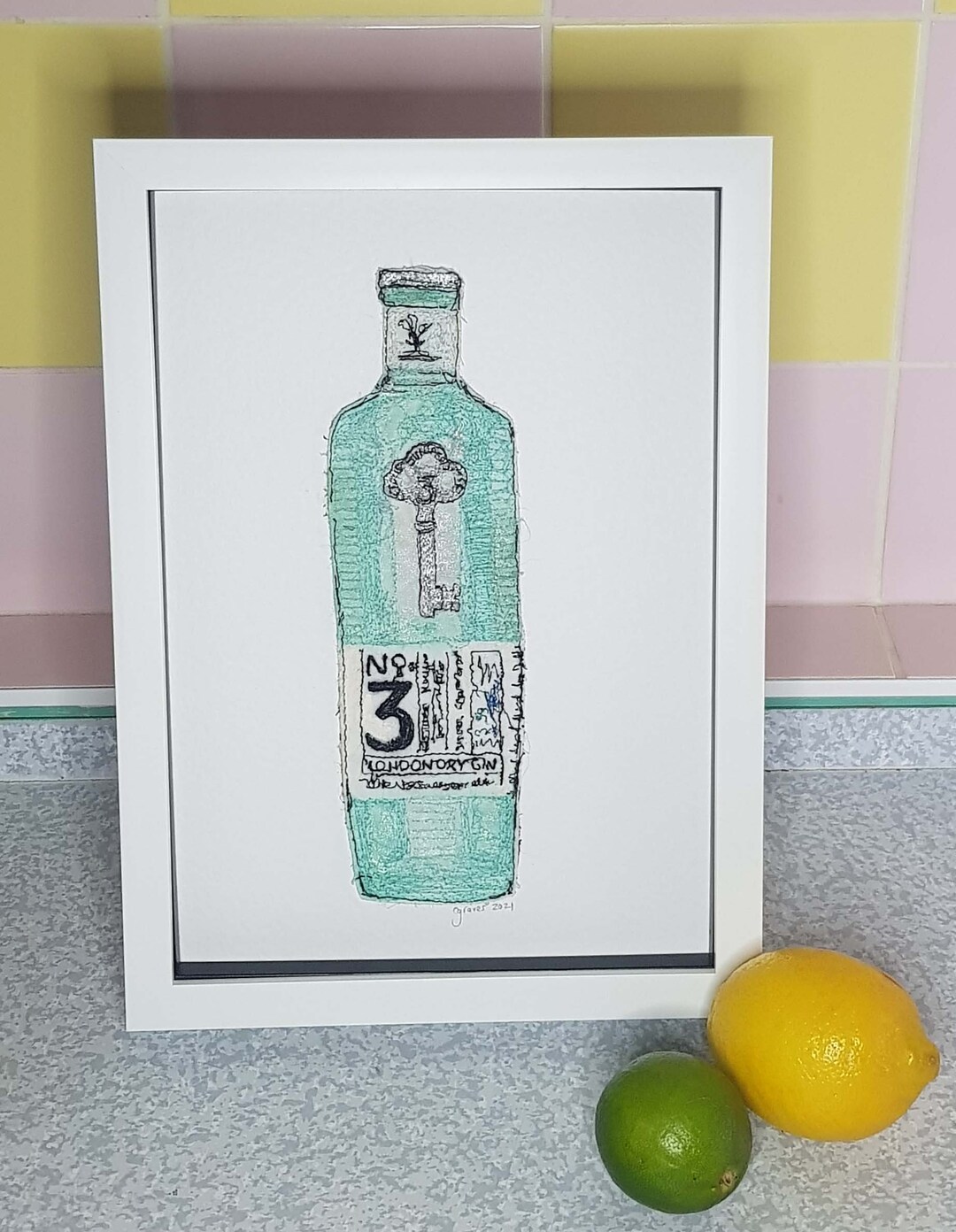 Embroidery Art Illustration No 3 London Dry Gin Free Motion Machine ...