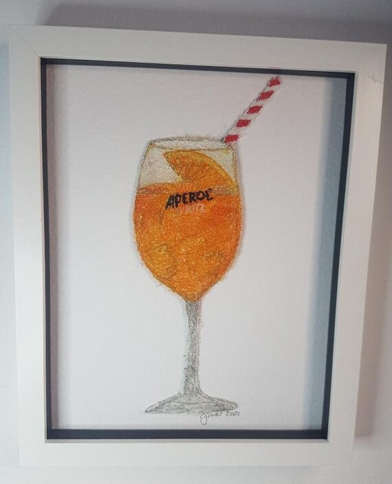 Aperol Spritz Cocktail free Motion Machine Embroidery | Etsy