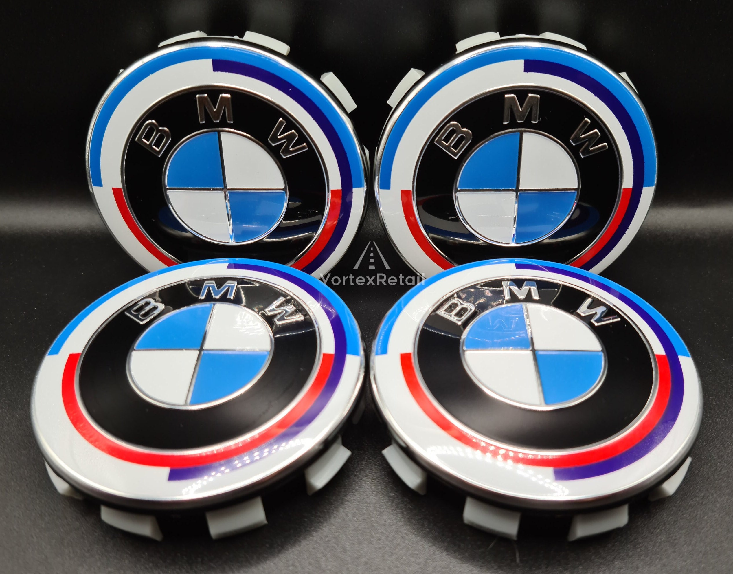 4X BMW 50th Anniversary Year Alloy Wheel Centre Hub Caps Heritage 68mm ...