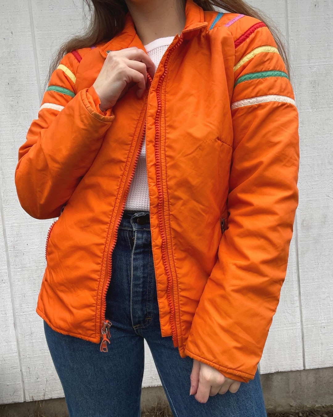 Vintage 80s Colorful Puffer Jacket - Etsy