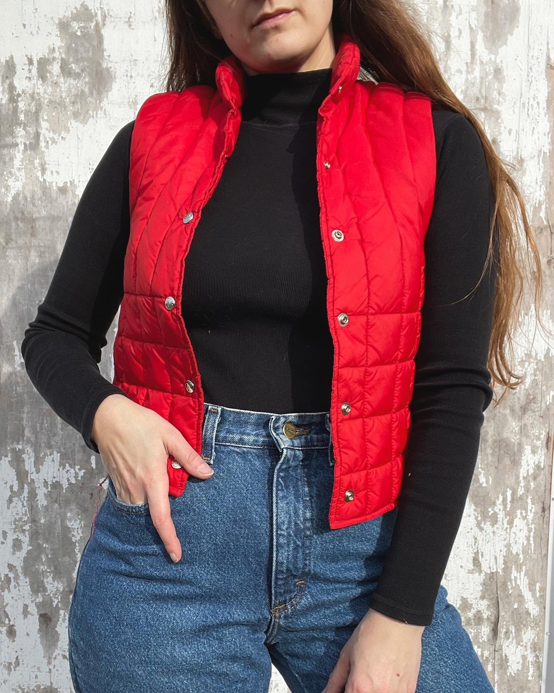 Vintage 70’s Red Puffer Vest - Etsy