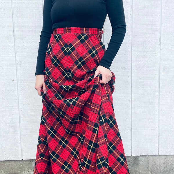 Plaid Maxi Skirt - Etsy