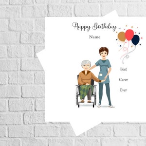 Personalised Birthday Card for a Carer, Happy Birthday Caregiver ...