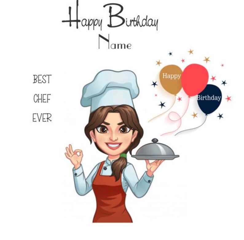 Personalised Birthday Card for a Female Chef, Happy Birthday Chef ...